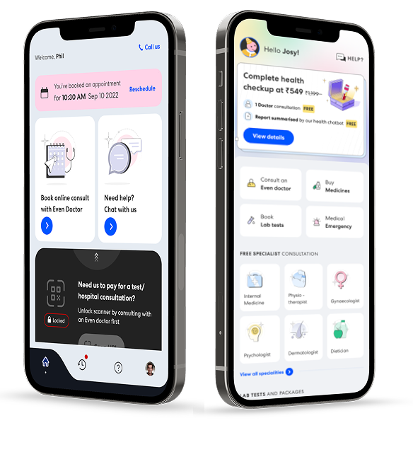 Even App screens on two phones